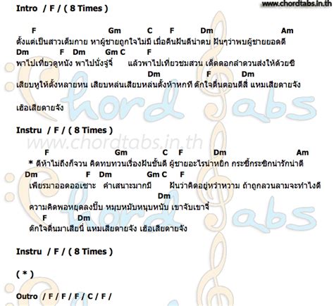 ผู้ชายในฝันคอร์ด คอร์ด ผู้ชายในฝัน พุ่มพวง ดวงจันทร์