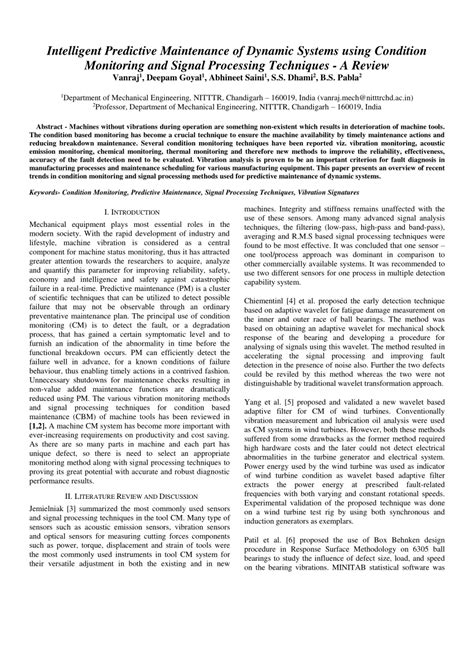 Pdf Intelligent Predictive Maintenance Of Dynamic Systems Using