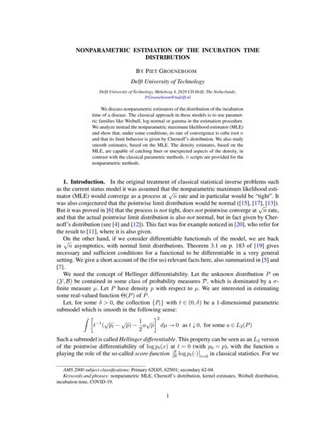 Pdf Nonparametric Estimation Of The Incubation Time Distribution