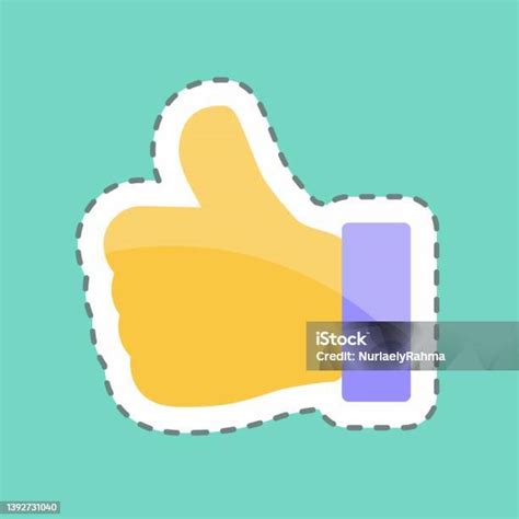 스티커 라인은 엄지 손가락을 잘라 교육 기호에 적합합니다 편집 가능한 간단한 디자인 디자인 템플릿 벡터 간단한 기호 그림 가상현실에 대한 스톡 벡터 아트 및 기타 이미지