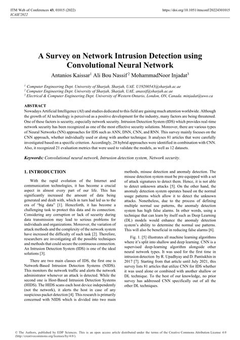PDF A Survey On Network Intrusion Detection Using Convolutional Neural Network