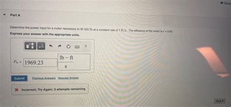 Solved Part A Determine The Power Input For A Motor Chegg Com