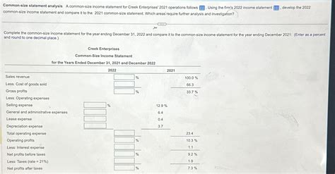 Common Size Statement Analysis A Common Size Income
