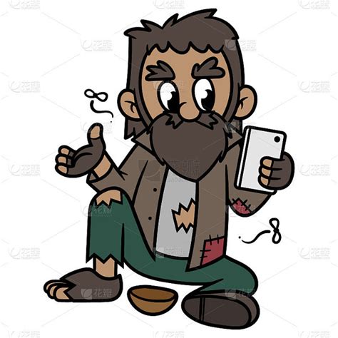 卡通流浪汉与智能手机
