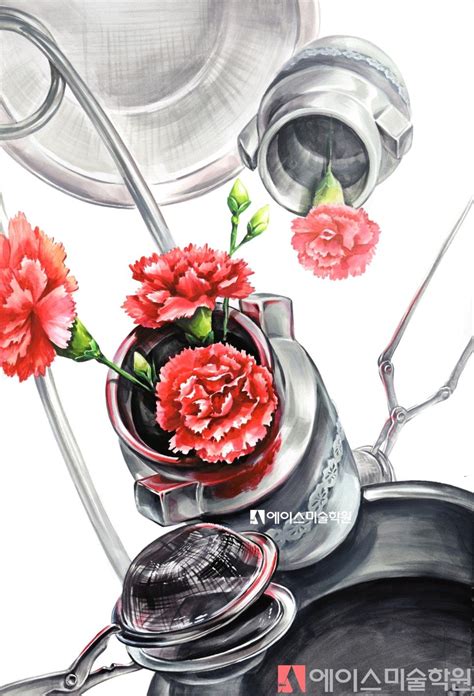 경희대 기초디자인 실기대회 문제카네이션로 풀어본 제안작 네이버 블로그 꽃 그림 카네이션