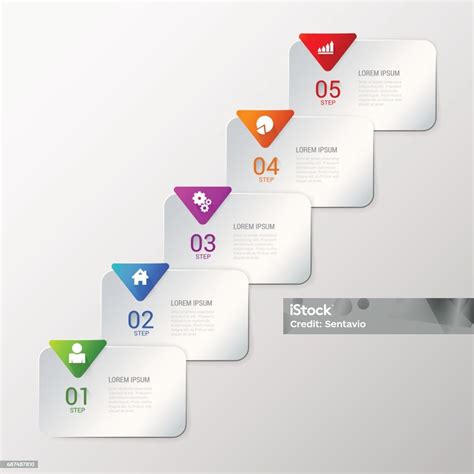 간단한 세련 된 여러 가지 빛깔의 둥근 사각형 레이블 배경 5 단계 인포 그래픽 이랑 템플릿입니다 인포 그래픽 배경 개념 컬렉션입니다 인포그래픽에 대한 스톡 벡터 아트 및
