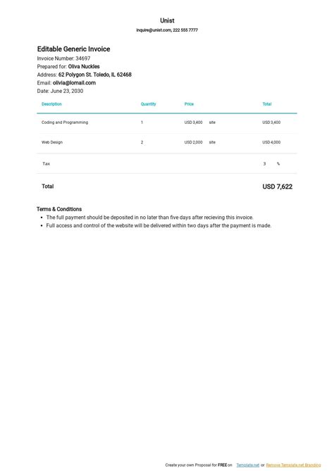 Editable Service Invoice Template Free PDF Google Docs Google Sheets Excel Word