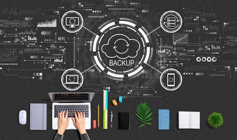 Backup Concept With Person Using A Laptop Stock Image Image Of