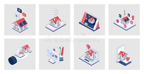 Smart Home Concept Of Isometric Icons In 3d Isometry Design For Web