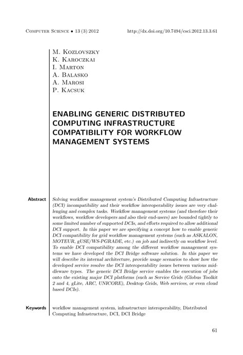 Pdf Enabling Generic Distributed Computing Infrastructure