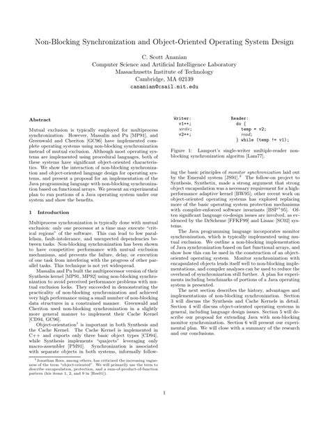 Pdf Non Blocking Synchronization And Object Oriented Operating System