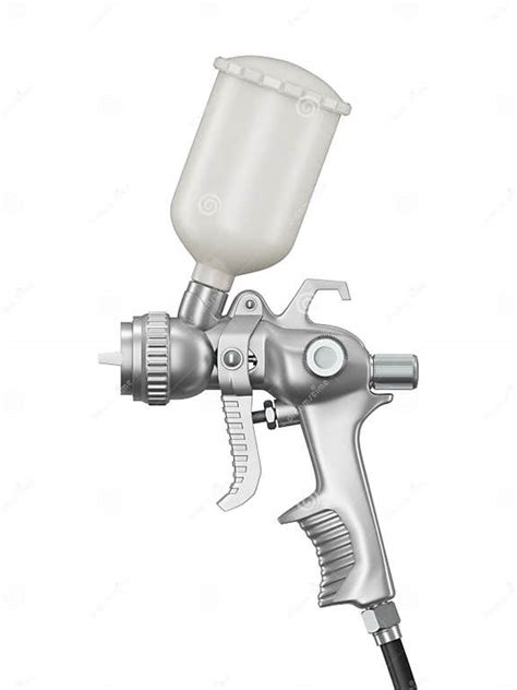 The Spray Gun In Orthogonal View 3d Render On A White Background Stock