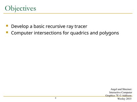 Topic 7 Basic Ray Tracing Algorithms And Ray Tracingppt