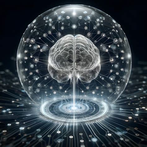 Neural Nexus A Luminous Brain Interfacing With Futuristic Technology Ecosystem Stock