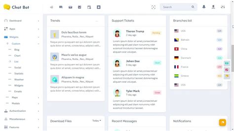 chat bot admin bootstrap dashboard template with light ltr theme