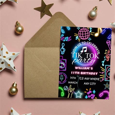 Tiktok Birthday Invitation Tik Tok Invite Printable Editable Party Invite Template Blogger