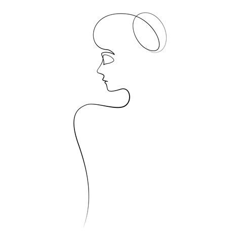 Naked Woman Eyes Closed Backside Continuous Line Drawing Calligraphic Style Beauty Body Shape