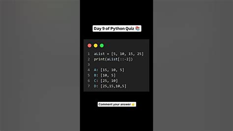 Python Quiz Day 09 Pythonlearning Pythonquestions Youtube