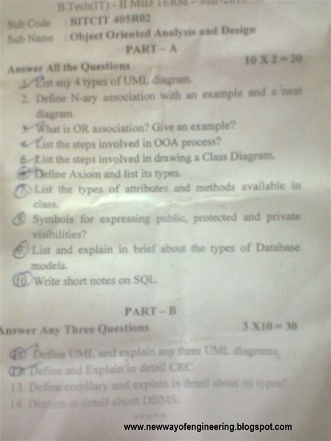 Ooad Mid Sem Question Paper All Departments