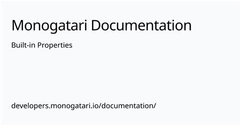 Built In Properties Monogatari Documentation