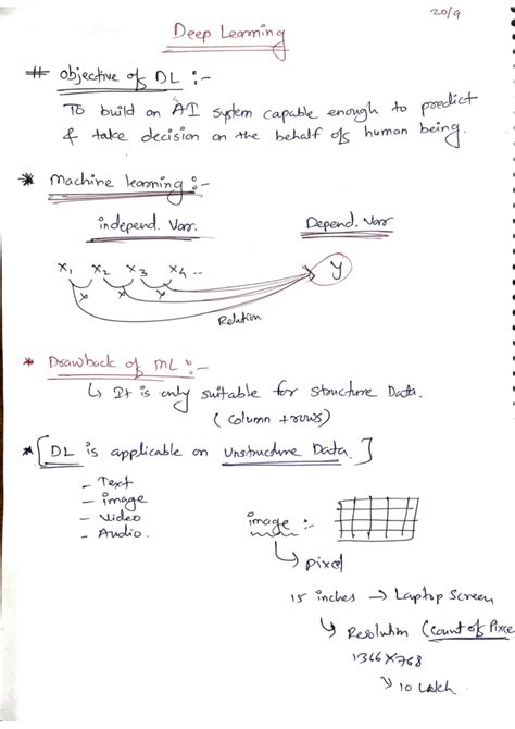 Dl Handwritten Notes Deep Learning Objective Of Dl To Build An Ai