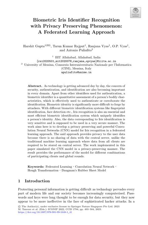 Pdf Biometric Iris Identifier Recognition With Privacy Preserving