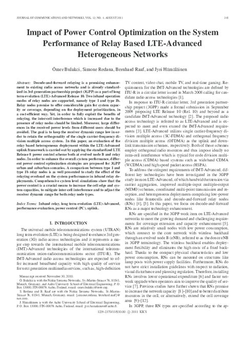 Pdf Impact Of Power Control Optimization On The System Performance Of