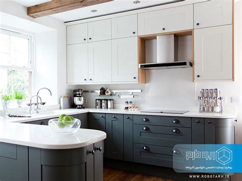 ربوطرح 20 مدل جذاب و شیک از کابینت آشپزخانه مدرن سفید و طوسی رنگ