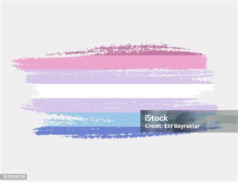 바이젠더 깃발은 흰색 바탕에 붓으로 그렸다 Lgbt 권리 개념입니다 현대 자부심 퍼레이드 포스터 벡터 그림 0명에 대한 스톡 벡터 아트 및 기타 이미지 Istock