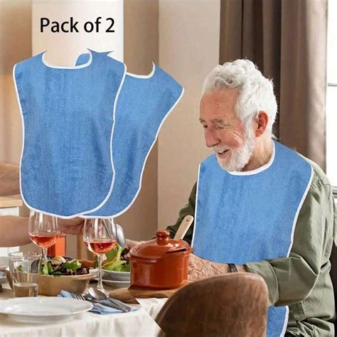 2 Adult Bibs Washable Elderly Care Meals Assisted Rehabilitation Bib