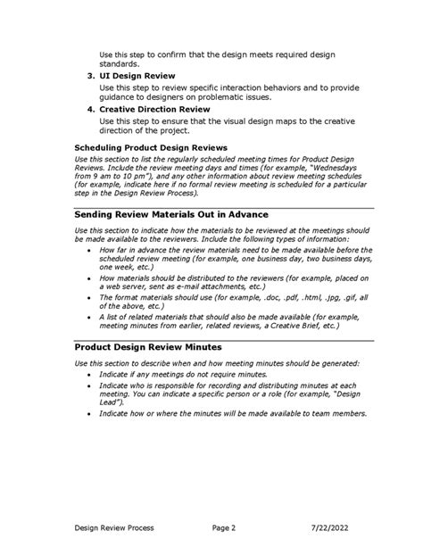 Design Review Process Template In Word And Pdf Formats Page 2 Of 2