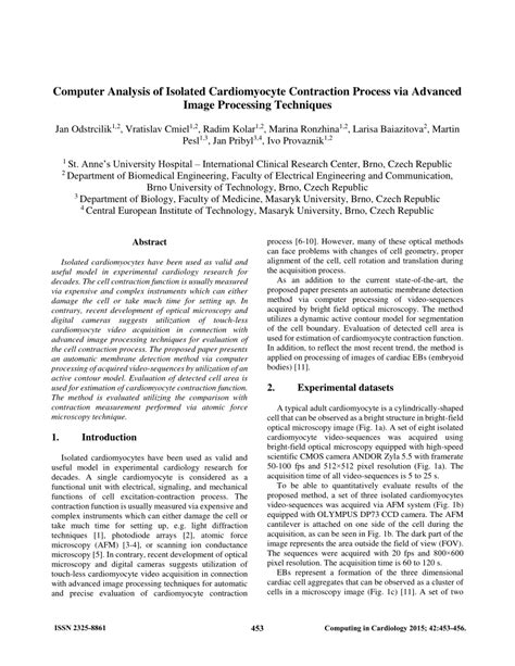 Pdf Computer Analysis Of Isolated Cardiomyocyte Contraction Process