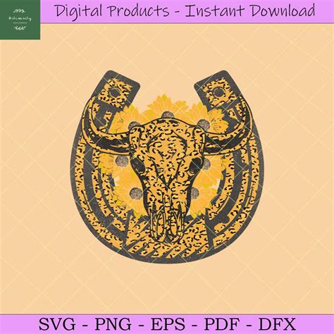 Bull Skull Sunflower Svg Vector Tshirt Inspire Uplift