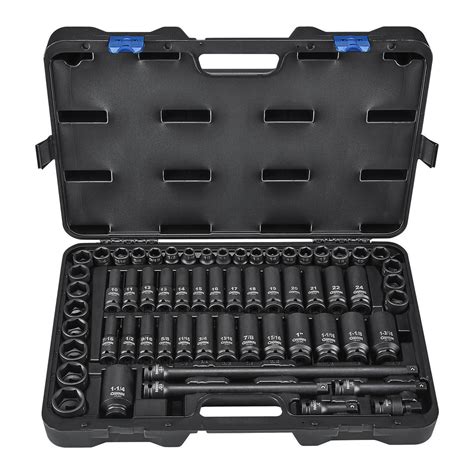 Quinn 1 2 In Drive Sae And Metric Master Impact Socket Set 61 Piece