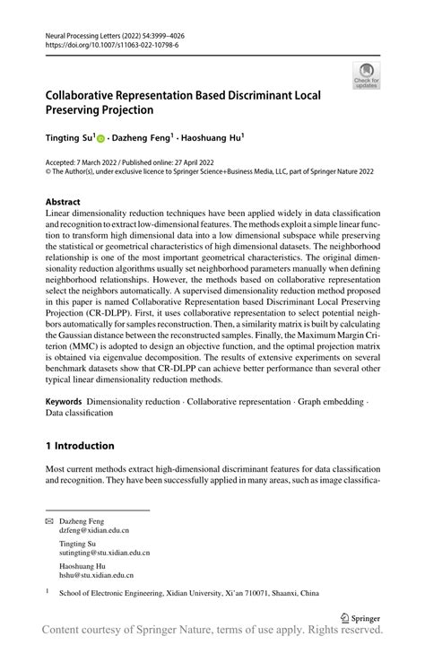 Collaborative Representation Based Discriminant Local Preserving Projection