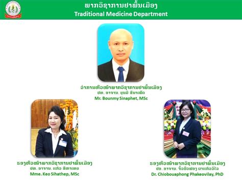 ພາກວິຊາການຢາພື້ນເມືອງ ຄະນະເພສັຊສາດ ມະຫາວິທະຍາໄລ ວິທະຍາສາດ ສຸຂະພາບ