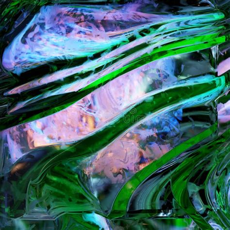 Abstract Composition Displays Fluid Shapes In Vibrant Greens And Purples Creating A Mesmerizing