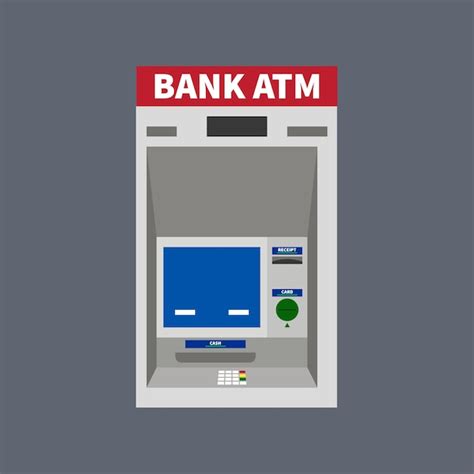 벽 벡터 일러스트 레이 션에 Atm 은행 현금 인출기에 구축 프리미엄 벡터