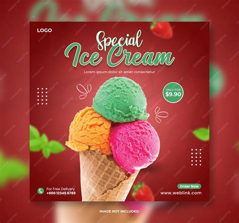 특별 아이스크림 소셜 미디어 포스트 배너 템플릿 또는 아이스크림 포스터 디자인 프리미엄 Psd 파일