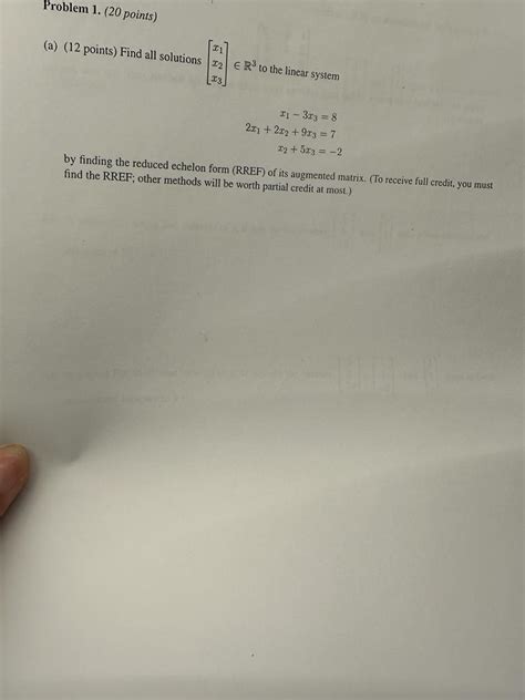 Solved A 12 Points Find All Solutions ⎣⎡x1x2x3⎦⎤∈r3 To