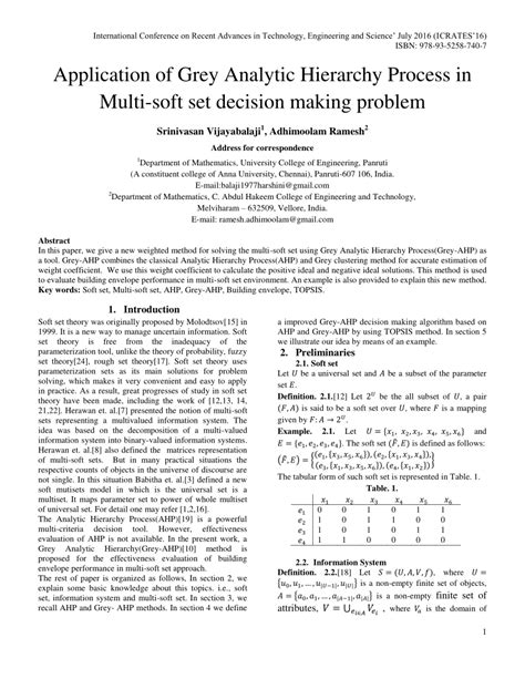 Pdf Application Of Grey Analytic Hierarchy Process In Multi Soft Set Decision Making Problem