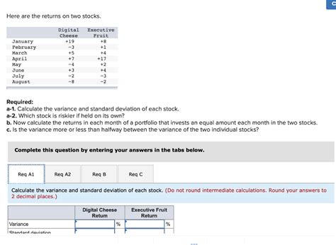 Solved Required A 1 Calculate The Variance And Chegg Com