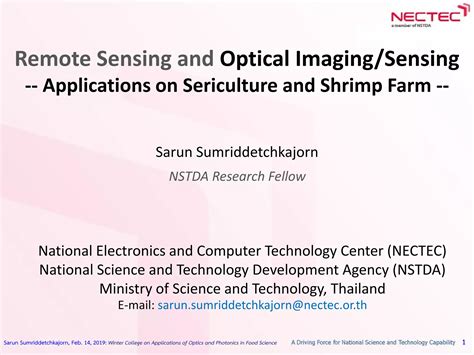 Remote Sensing And Optical Imagingsensing Applications On Sericulture And Shrimp Farm Ppt