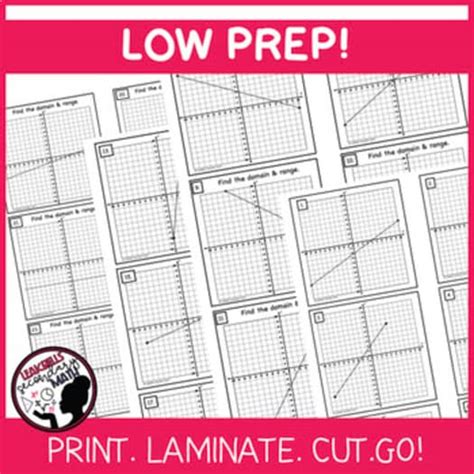 Linear Functions Domain And Range Graph Task Cards Tpt