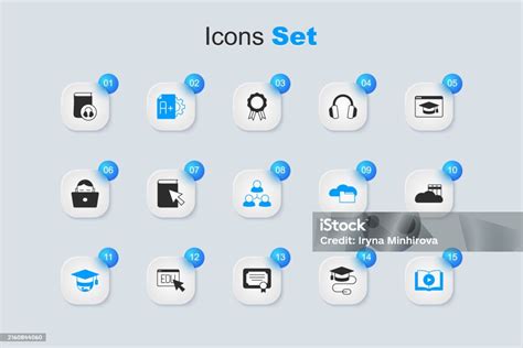 마우스로 졸업 모자 온라인 책 시험지 A 플러스 등급 지구본 오디오 클라우드 또는 온라인 라이브러리 및 수업 아이콘을 설정합니다 벡터 개념에 대한 스톡 벡터 아트 및 기타
