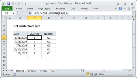Excel Formula Get Quarter From Date Exceljet
