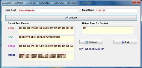 Konversi Text Ke Ascii Hexa Biner Octal