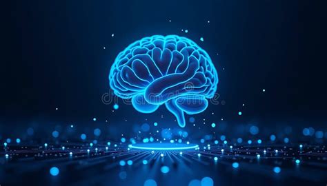 Glowing Brain On Digital Platform Exploring Artificial Intelligence Concepts Stock Illustration