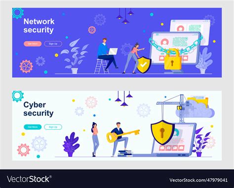 Cyber Security Landing Page With People Royalty Free Vector