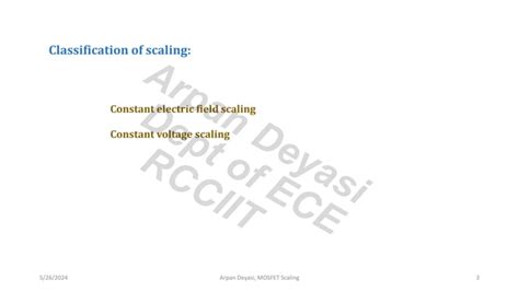 Scaling In Conventional Mosfet For Constant Electric Field And Constant Voltage Ppt